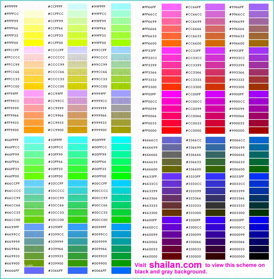 Complete HTML True Color Chart Spectrum Noir Colour Charts Trendmetr